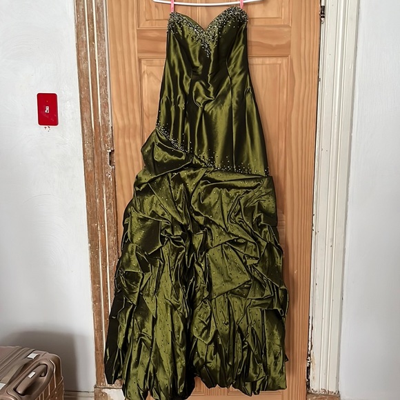 Flirt By Maggie Sottero Dresses Olive Green Prom Dress With Sequin Detail Poshmark